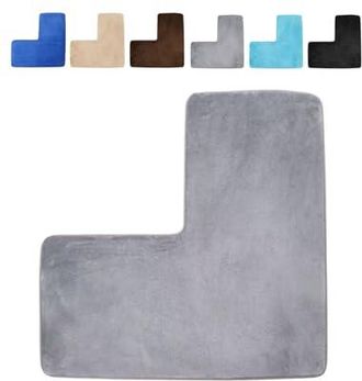 Generico Tapis de bain dangle en forme de L, doux en polaire de corail/duvet, antid&eacute;rapant et super absorbant, lavable en machine, pour coin douche, baignoire,