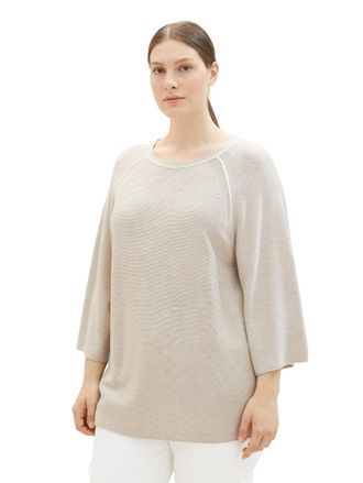 Tom Tailor Damen 1038811 Pullover mit Struktur, 32398-clouds Grey Melange, 48