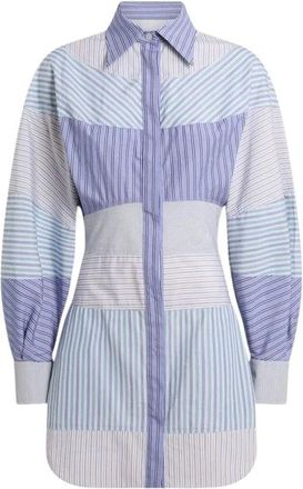Moschino Femme, Robes, Bleu, Taille: 36 FR Robe en popeline de coton imprim&eacute;e