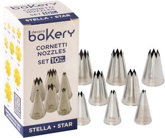 Decora 0263485 Set 10 Stern TÜLLEN, Silber / Schwarz