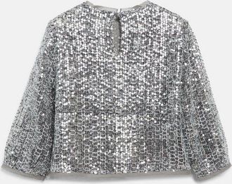 s.Oliver Langarmbluse Bluse Leicht transparente Bluse mit Pailletten