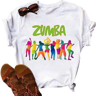 Keephen Zumba Athletic Top Graphic Manches Courtes T-Shirt Col Rond Danse Entraînement Top Casual Tee pour Femmes Slim Fit