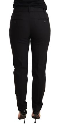 Dolce & Gabbana Black Tapered Women Trouser Virgin Wool Pants Elastane