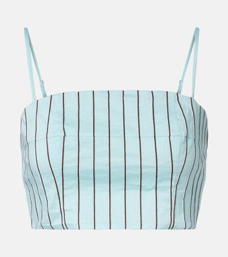 Staud Top court Federico ray&eacute; en coton m&eacute;lang&eacute;