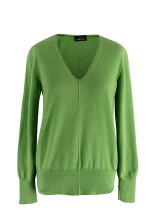 Akris Green Cashmere V-Neck Sweater Size S