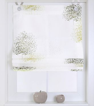 Kutti Heimtextilien Raffrollo &Ouml;senrollo Bellinda wei&szlig; gr&uuml;n &Ouml;se 120 x 140 cm