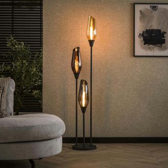 Pier Import Lampadaire vintage avec abat-jour en verre forme torche NIAGARA