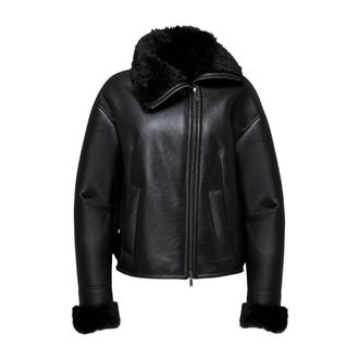 VSP Vsp, Femme, Vestes, Noir, Taille: 36 FR Veste Pia en peau lainée
