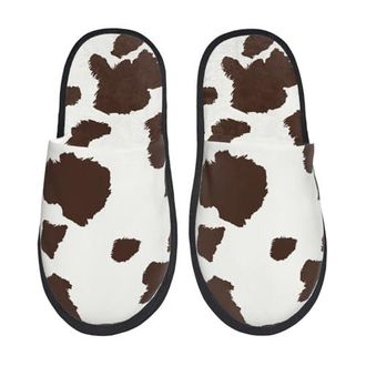 Generic Pantoufles De Voyage Vache Brune L&eacute;gers Pantoufles DHiver Cozy Maison Slippers Pour Femmes Camping Int&eacute;rieur L