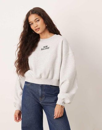 New Balance Trackside - Fleece-Sweatshirt in meliertem Grau