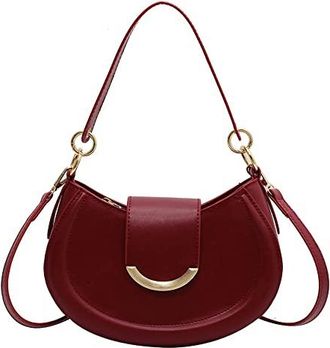 Generic Sac &agrave; bandouli&egrave;re tendance pour femme en cuir et sac &agrave; main pour tous les jours, sac &agrave; bandouli&egrave;re d&eacute;contract&eacute;, petit croissant, Rouge, small