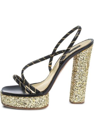 Marc Jacobs Pre-owned Plateau-Sandalen im Glitter-Look 140mm - Schwarz
