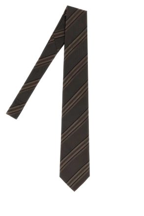 Brunello Cucinelli Embroidered Silk Tie - Brown