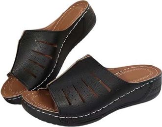 Generic Mules &agrave; plateforme pour femme - D&eacute;contract&eacute;es - Slope Bottom - Pantoufles romaines - Mode d&eacute;t&eacute; - Sandales creuses - Argent&eacute;es, Noir, 41 EU