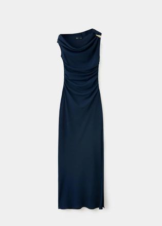Mango Robe drap&eacute;e broche bleu marine fonc&eacute; - Femme - S - MANGO