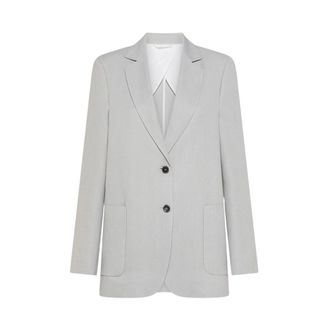Seventy Giacca in Crepe di Lino e Viscosa - - Jackets - Damen - Grau - M