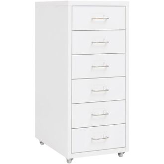 vidaXL Classeur mobile Blanc 28x41x69 cm M&eacute;tal
