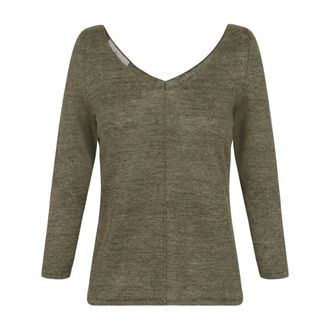 Cortana Femme, Pulls, Vert, Taille: 44 FR Top en jersey de lin vert chin&eacute;
