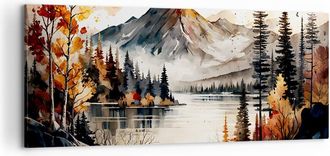 Arttor Wandbilder Dekoration Wohnzimmer Natur Sicht Berge Panorama Bilder auf Leinwand 120x50cm Leinwandbild Schlafzimmer Küche Wand Kunstdruck Art Groß Wand