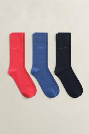 GANT Herren 3er-Pack Weiche Baumwollsocken (43-45) ROSE Rot
