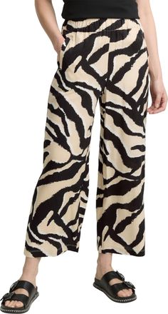 Tom Tailor Damen 1046513 Culotte Hose, 38070 - Abstract Beige Zebra, 44W / 28L EU