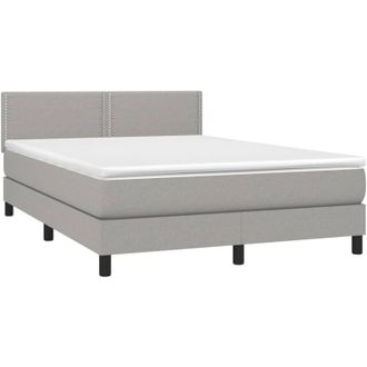 vidaXL Boxspringbett mit Matratze Hellgrau 140x200 cm Stoff Vidaxl