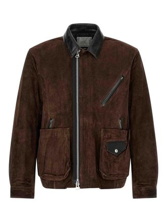 sacai Manteau En Cuir - Marron
