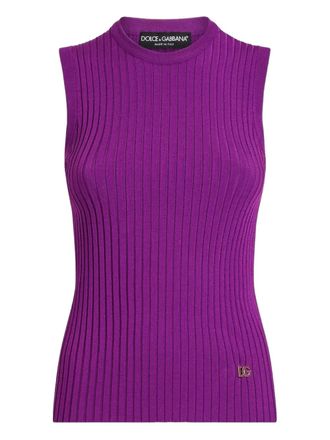 Dolce & Gabbana haut à plaque logo - Violet