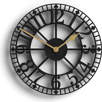 Newgate Watches Warehouse wanduhr | Skelett Uhr | 40cm | Schwarz mit messingzeigern | Zeitgen&ouml;ssischer Vintage Stil f&uuml;r k&uuml;che, Wohnzimmer oder b&uuml;ro