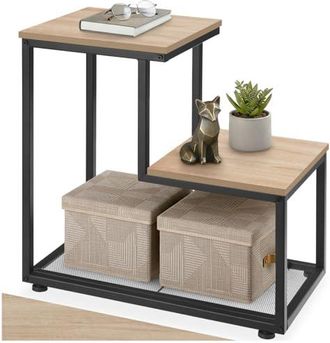 TecTake Bout de canap&eacute; 60,5 x 35,5 x 60,5 cm, Table dappoint 2 Niveaux, Meuble Salon, Bureau, Style Industriel, Table de Chevet, Petit Meuble de Rangement Sal