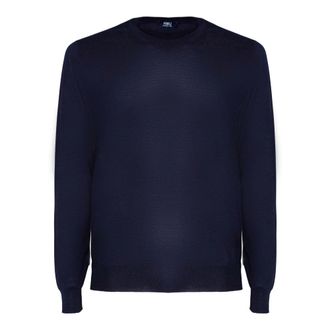 Fedeli Blauer Kaschmir-Seidenmischung Rundhalsausschnitt Pullover - - Knitwear - Herren - Blau - S