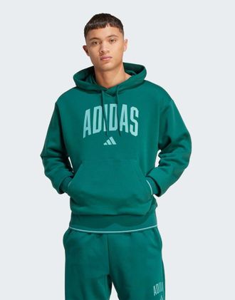adidas Sweat &agrave; capuche style universitaire - Vert collegiate et sarcelle poudr&eacute;