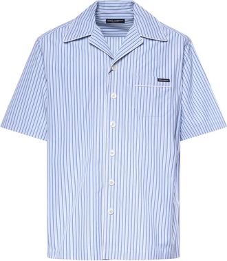 Dolce & Gabbana Homme, Chemises, Bleu, Taille: S Hawaii Striped Poplin Shirt