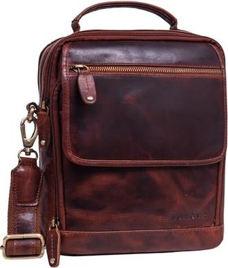 Royalz Tennessee Petit Sac à Bandoulière pour Homme Sacoche en Cuir pour Tablette 11 Pouces Portée Epaule Sac Messager en Cuir, Couleur:Marron Cognac Roma