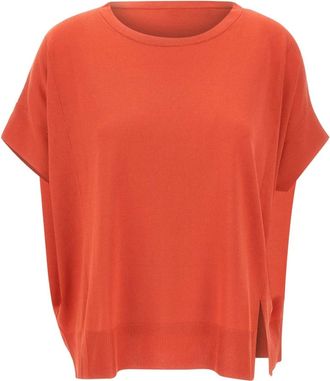 Elena Miro Femme, Pulls, Rouge, Taille: 40 FR Pull avec fentes lat&eacute;rales c&ocirc;tel&eacute;es