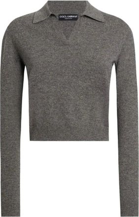 Dolce & Gabbana Femme, Pulls, Gris, Taille: 40 FR Pull Polo en Cachemire