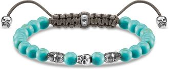Thomas Sabo Thomas Sabo Herren Armband Totenkopf türkis, aus polierten imitierten Türkis Perlen, geschwärzten 925er Sterlingsilber Elementen, Länge: 15-22cm, A194