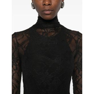 Andamane Floral Lace High-Neck Bodysuit - Black