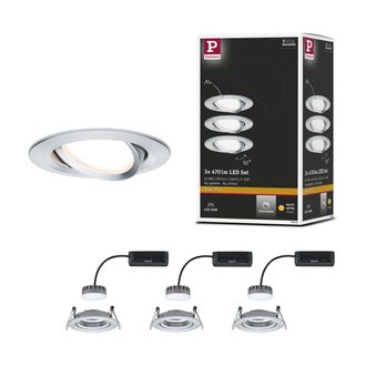 Paulmann Premium EBL Set Coin Slim dimmbar rund schwenkbar LED 3x6,8W 2700K 230V 51mm Alu ged./Alu
