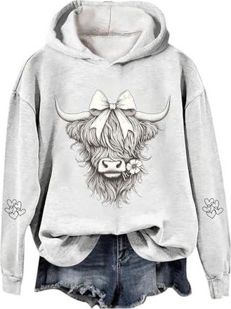Generic Sweat-shirts &agrave; capuche en forme de vache des Highlands pour femmes avec capuche, pulls de No&euml;l, sweats &agrave; capuche en forme de vache des Highlands, gran