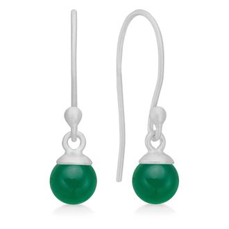 Frk. Lisberg Femme, Accessoires, Gris, Taille: ONE Size Boucles dOreilles en Argent Onyx Vert