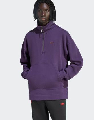 adidas Originals 90s Alternative Sport - Fleece-Sweatshirt in Aurora Plum mit kurzem Rei&szlig;verschluss und Grafik-Lila