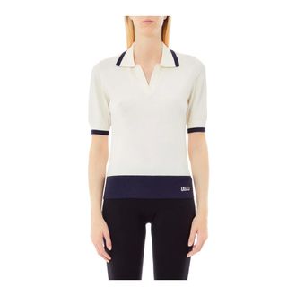 Liu Jo Femme, Tops, Beige, Taille: 38 FR Polo Femme en Maille avec Finitions Contrast&eacute;es