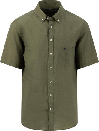 Fynch-Hatton Hemd Summer Linen, B.D., 1/2 dusty olive