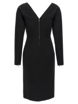 Fendi Womens Black Viscose Midi Dress