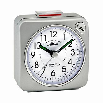 Atlanta Mocassin Quarzwecker ohne Ticken Reisewecker Licht Snooze Crescendo Silber - 2114/19