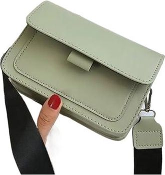Generic Sac à bandoulière for femmes, petit sac carré décontracté Simple à large sangle dépaule rétro, sac messager à une épaule(Dark Green)