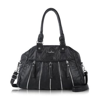 Angel Kiss Sac &agrave; main pour femme - En cuir synth&eacute;tique souple - Style vintage, Noir