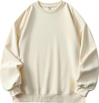 Generic 2026 Chandail à manches longues pour hommes, chandail décontracté uni pour les vacances, beige, 4XL