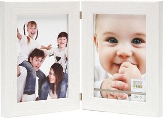 Deknudt Frames S41VF1-H2V-10.0X15.0 Bilderrahmen, aufklappbar, f&uuml;r 2 Fotos, Hochformat, Wei&szlig; 19,4 x 15,1 x 1,6 cm